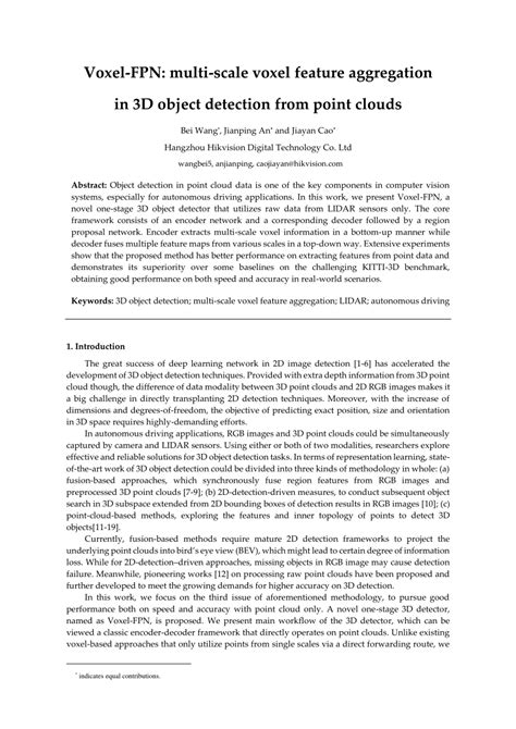 Pdf Voxel Fpn Multi Scale Voxel Feature Aggregation In 3d Object Detection From Point Clouds
