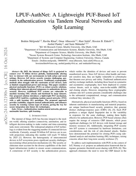 (PDF) LPUF-AuthNet: A Lightweight PUF-Based IoT Authentication via Tandem Neural Networks and ...