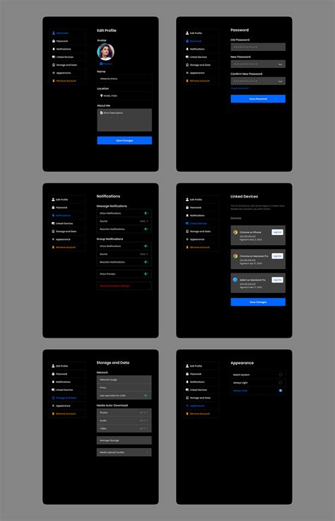 Settings Modal UI Kit On Behance