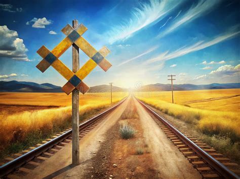 Essential Railroad Crossing Warning Sign A Safety Symbol For Awareness And Prevention Stock