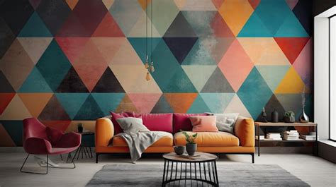 Premium Ai Image A Colorful Wallpaper With A Geometric Pattern In The