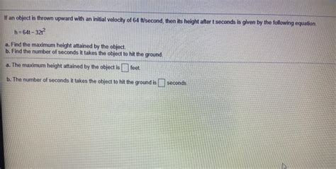solved if an object is thrown upward with an initial