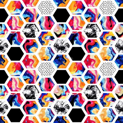 Watercolor Hexagon Seamless Pattern Stock Illustration Illustration