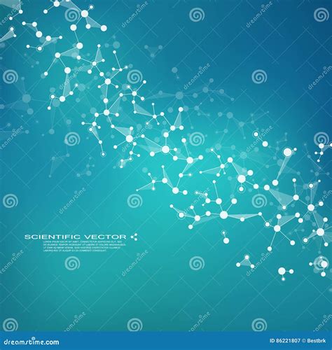 Molecule Dna And Neurons Vector Molecular Structure Connected Lines With Dots Genetic