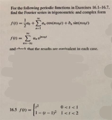 Solved For The Following Periodic Functions In Exercises Chegg