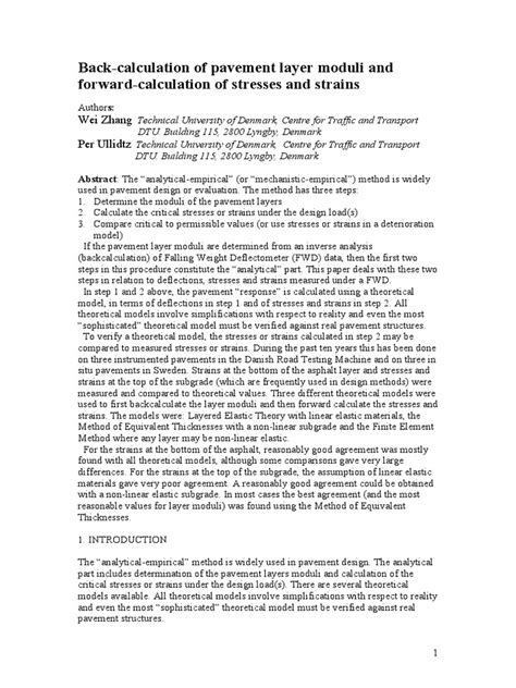 Back Calculation Of Pavement Layer Moduli Pdf Elasticity Physics