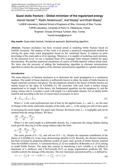 Pdf Quasi Static Fracture Global Minimizer Of The Regularized Energy
