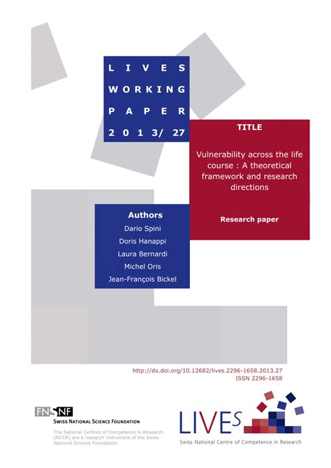 Pdf Vulnerability Across The Life Course A Theoretical Framework And Research Directions