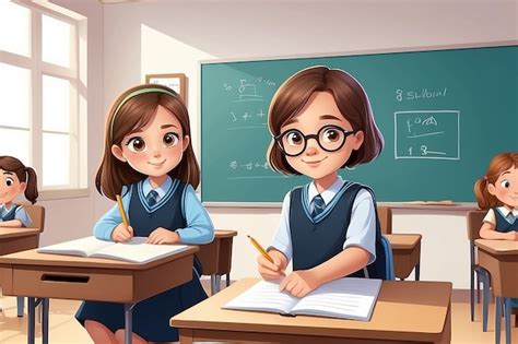 Premium Ai Image Vector Of Cute Girl Student Teaching For Friend In