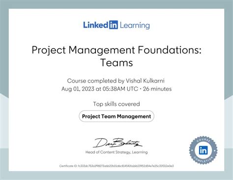 Vishal Kulkarni On Linkedin Certificate Of Completion