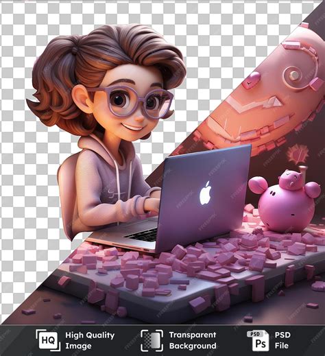 Premium Psd Premium Of 3d Programmer Cartoon Coding Software A Girl