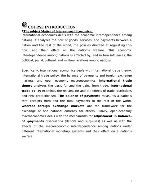 International Lecture Notes Course Introduction The Subject Matter