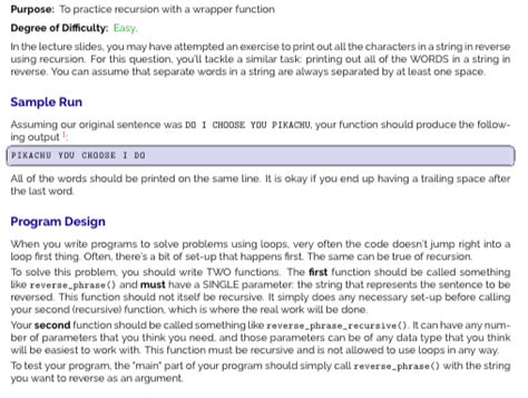 Solved Purpose To Practice Recursion With A Wrapper