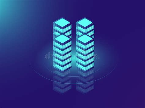 Server Room Rack Database And Datacenter Concept Icons It Isometric Vector Illustration On