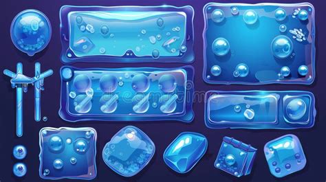 Blue Jelly Texture Buttons For User Interface Design In Games Modern Cartoon Set Of Ui Elements