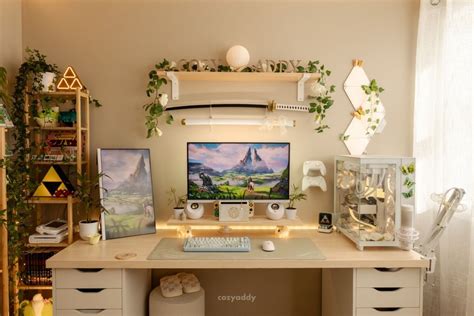 My Cozy Gaming Setup 🍃 Earth Tone Gaming Setup Cozy Nature Gaming