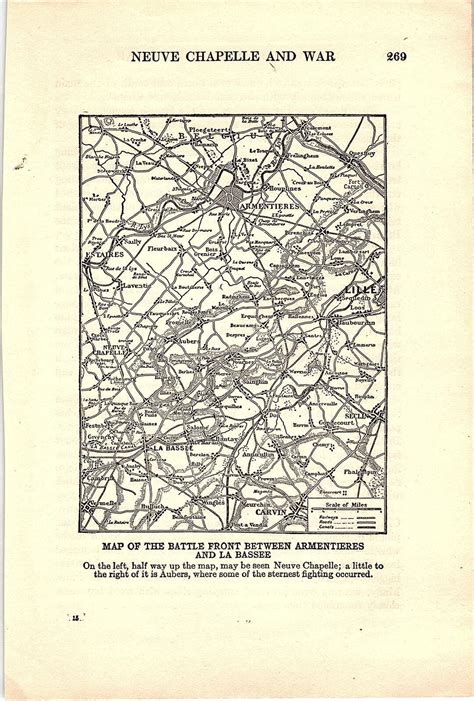 Battle Front Between Armentieres And La Bassee 1919 Wwi Map Print Af9