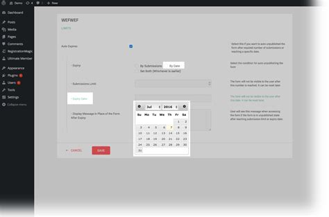 Limit By Date RegistrationMagic