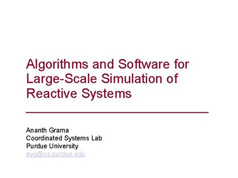 algorithms and software for largescale simulation of reactive