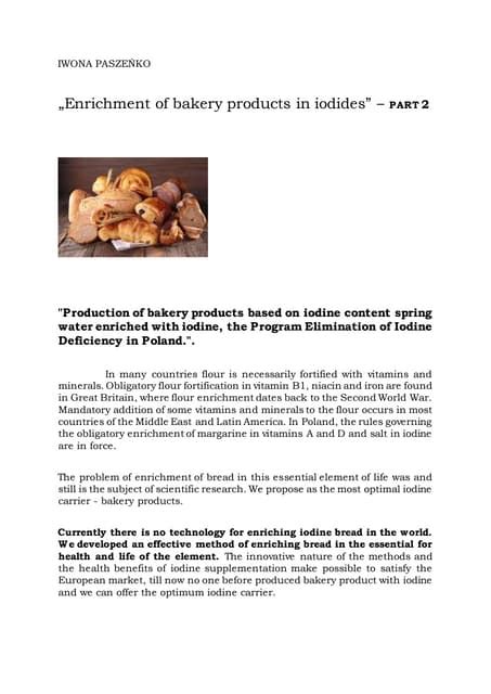 Enrichment Of Bakery Products In Iodides Part 2 Pdf