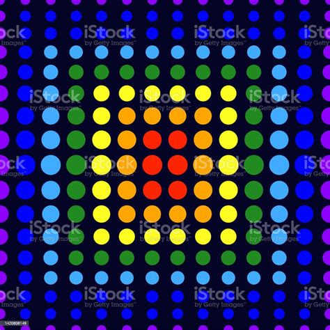 짙은 파란색 배경에 고립 된 작은 무지개 원 귀여운 다채로운 기하학적 이음새가 없는 패턴 벡터 간단한 평면 그래픽 일러스트레이션 텍스처 1950년에 대한 스톡 벡터 아트 및