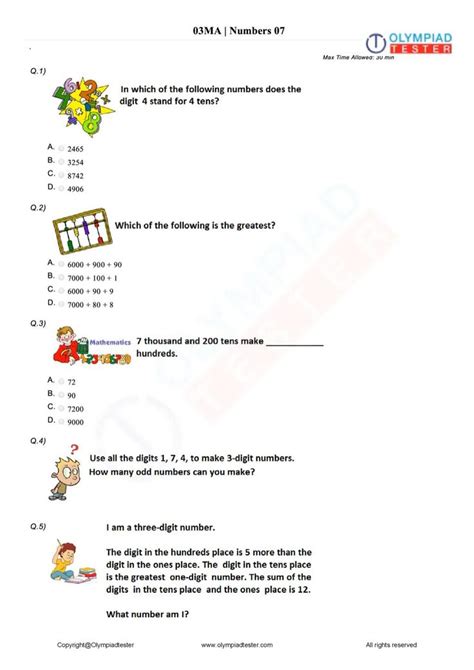 Class 3 Olympiad Study Material Olympiad Exam Class 3 Maths Math