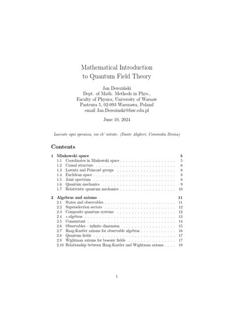 Qft Lectures Pdf Hilbert Space Physics