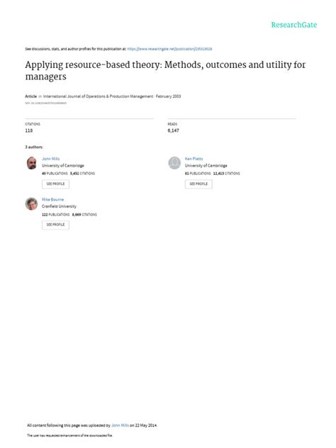 Applying Resource Based Theory Methods Outcomes An Pdf