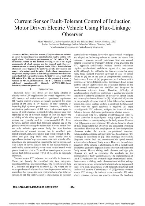 Pdf Current Sensor Fault Tolerant Control Of Induction Motor Driven