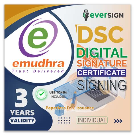 Emudhra Class 3 Dsc Digital Signature Certificate Individual For