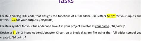 Solved Tasks Create A Verilog Hdl Code That Designs The