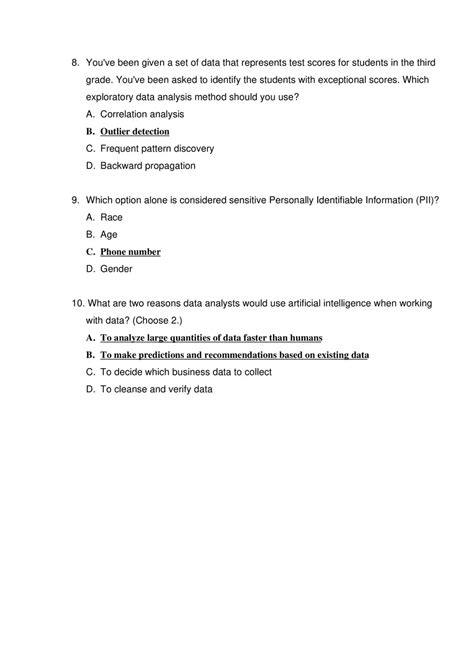 Data Analytics Practice Exam 5 Edubirdie