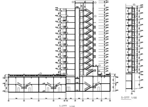 Multistory Apartment Section Drawing In Dwg File