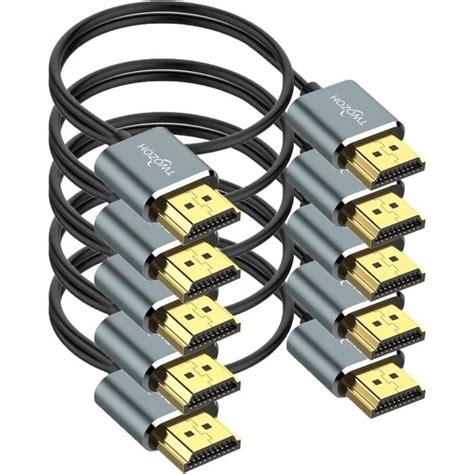 Cables Hdmi 4k Slim Extrêmement 03m Lot De 5 Ultra Fins Et Flexibles