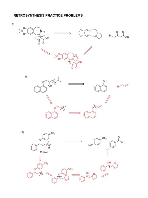 Retrosynthesis Practice Problems O O Or O N O O Br O O Or 1 Pdf Ketone Molecules