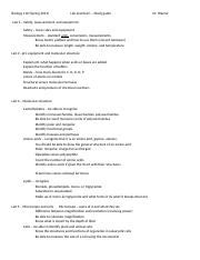 Lab Practical I Study Guide Doc Biology Spring Lab Practical I Study Guide Lab