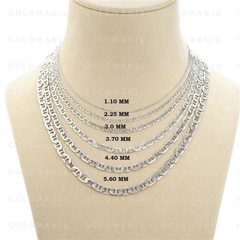 14k Solid White Gold Mariner Link Chain Necklace 110mm 560mm Etsy