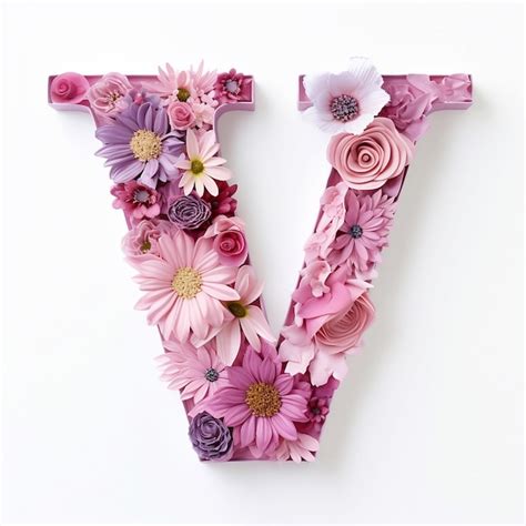 Premium Ai Image Floral Letter V
