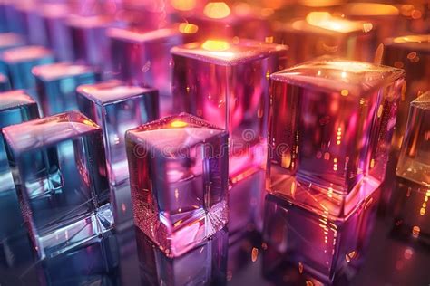 Colorful Glass Cubes In Abstract Light Animation 3d Render Looping Stock Illustration
