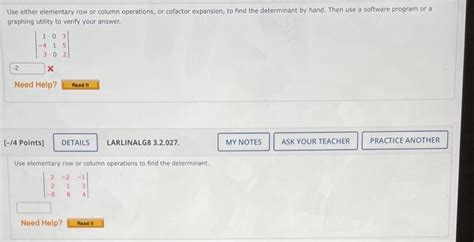 Solved Use Either Elementary Row Or Column Operations Or