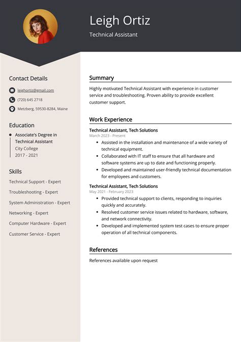 Technical Assistant Resume Examples Template And 20 Tips