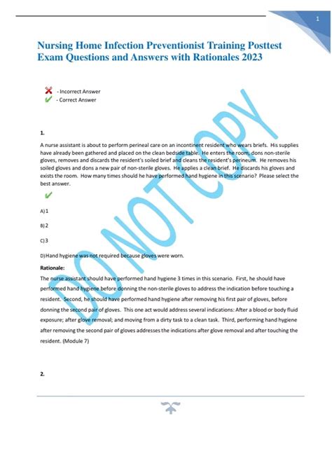 Nursing Home Infection Preventionist Training Posttest Exam Questions And Answers 2024 Nursing