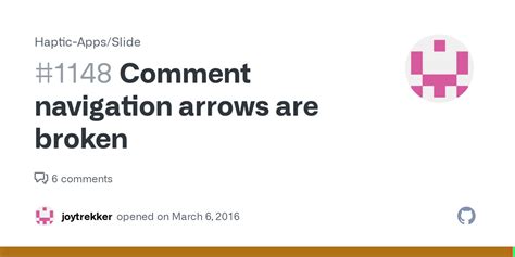 comment navigation arrows are broken · issue 1148 · haptic apps slide