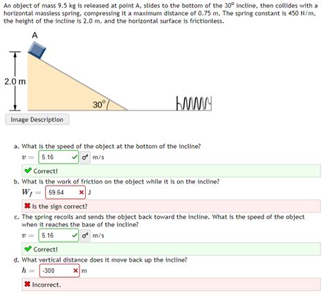 solved an object of mass 9 5 kg is released at point a