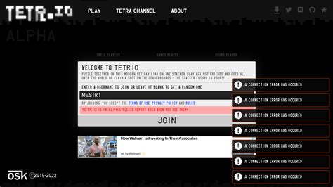 Unable To Log In Due To An Connection Error · Issue 1067 · Tetrio