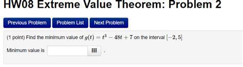 solved hw08 extreme value theorem problem 2 1 point find