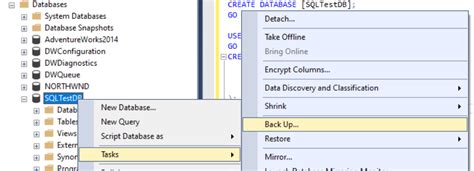 quickstart back up and restore database with ssms sql server