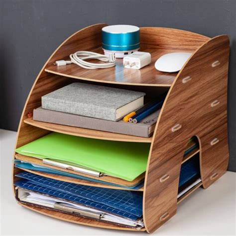 Wooden Color Office Desk Organizer Diy Document Fi Vicedeal