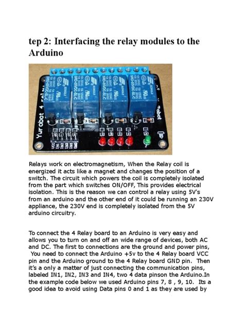 Ardiuno Relay Interfacing Pdf Relay Arduino