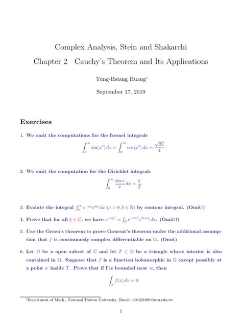 stein shakarchi complex analysis solution chapter 2 cauchy s theorem